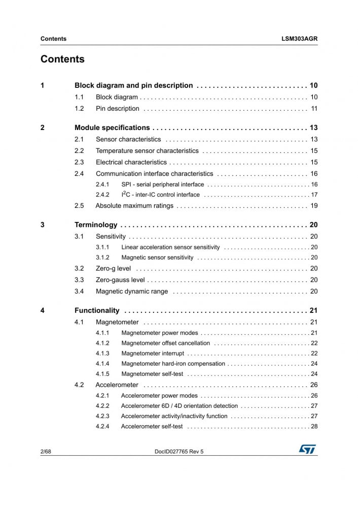 LSM303AGRTR datasheet page 2