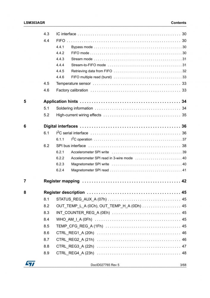 LSM303AGRTR datasheet page 3