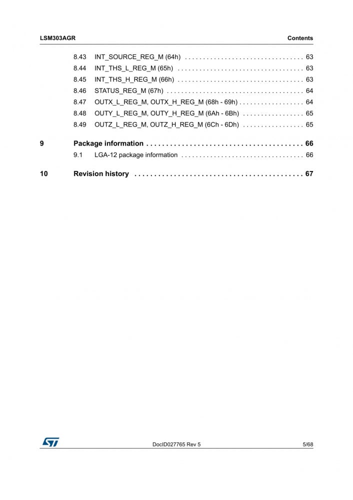 LSM303AGRTR datasheet page 5