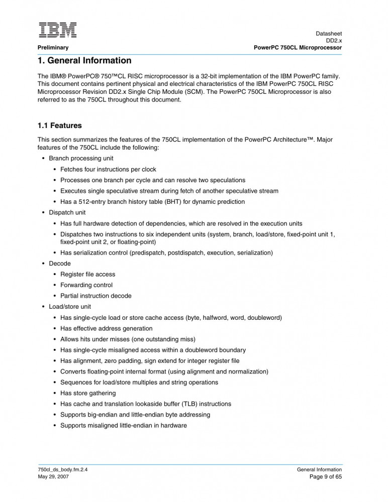 PPC750CLGEQA033-G datasheet page 9
