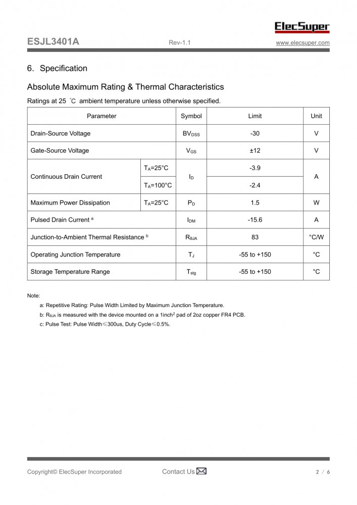 ESJL3401A datasheet page 2
