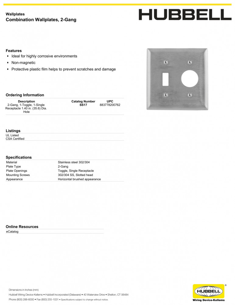 Burndy SS17 product document image