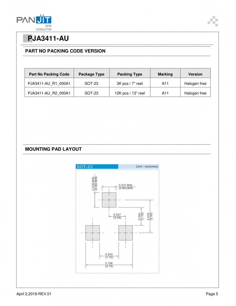 PJA3411-AU datasheet page 5