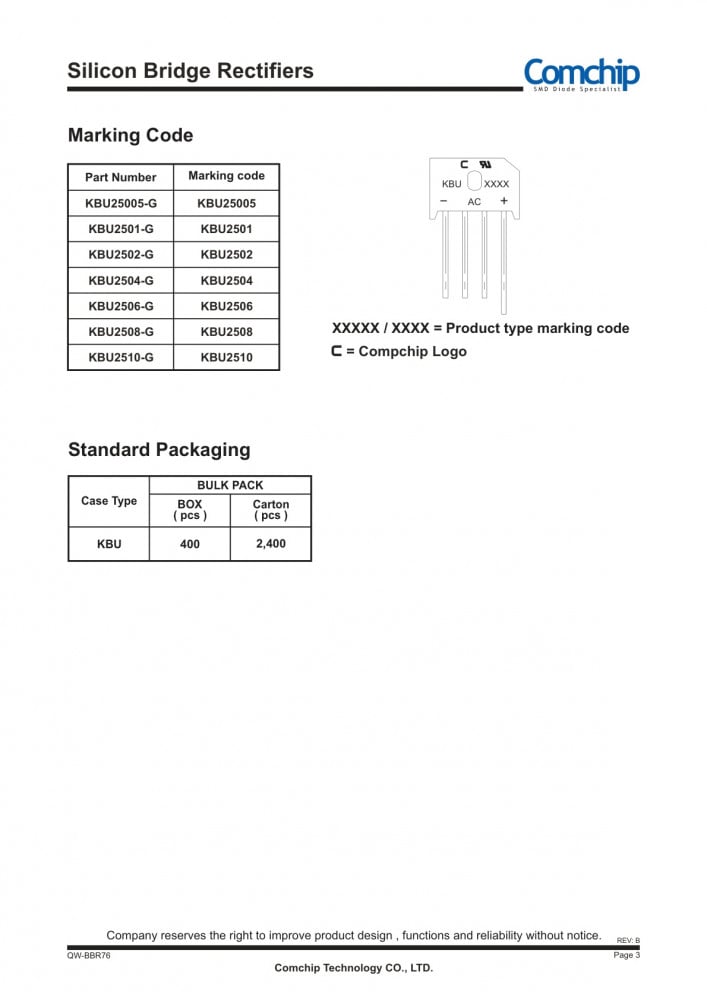 KBU25005-G datasheet page 3