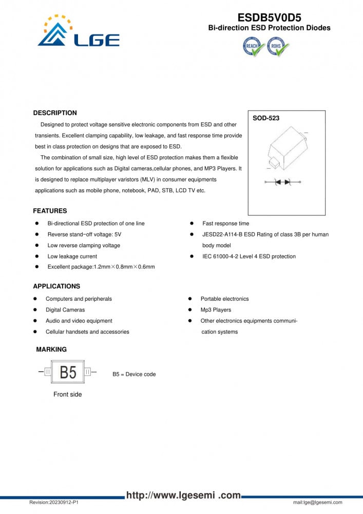 CESDB5V0D5 datasheet page 1