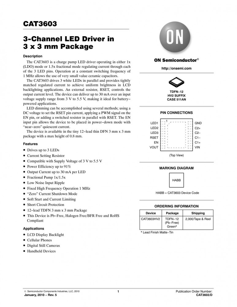 CAT3603 technical document page 1