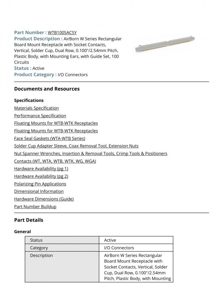 WTB100SACSY technical document image 1