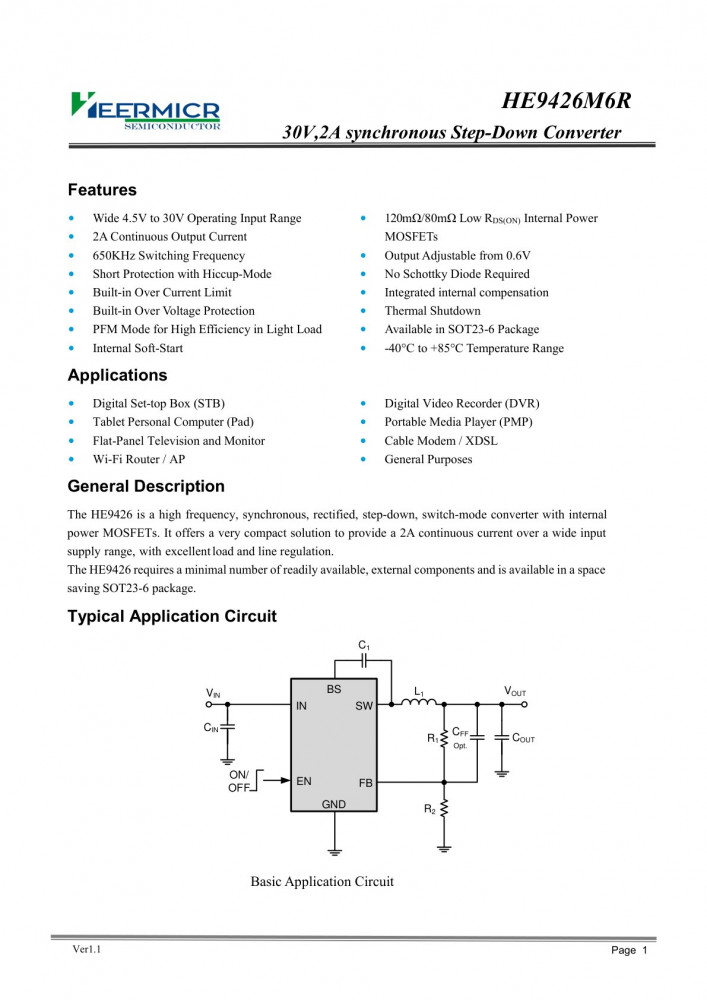 HE9426 datasheet page 1