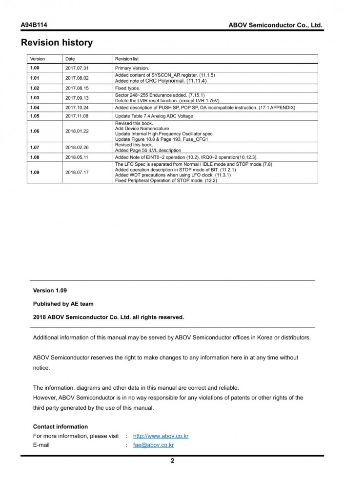 A94B114AEN technical document page 2