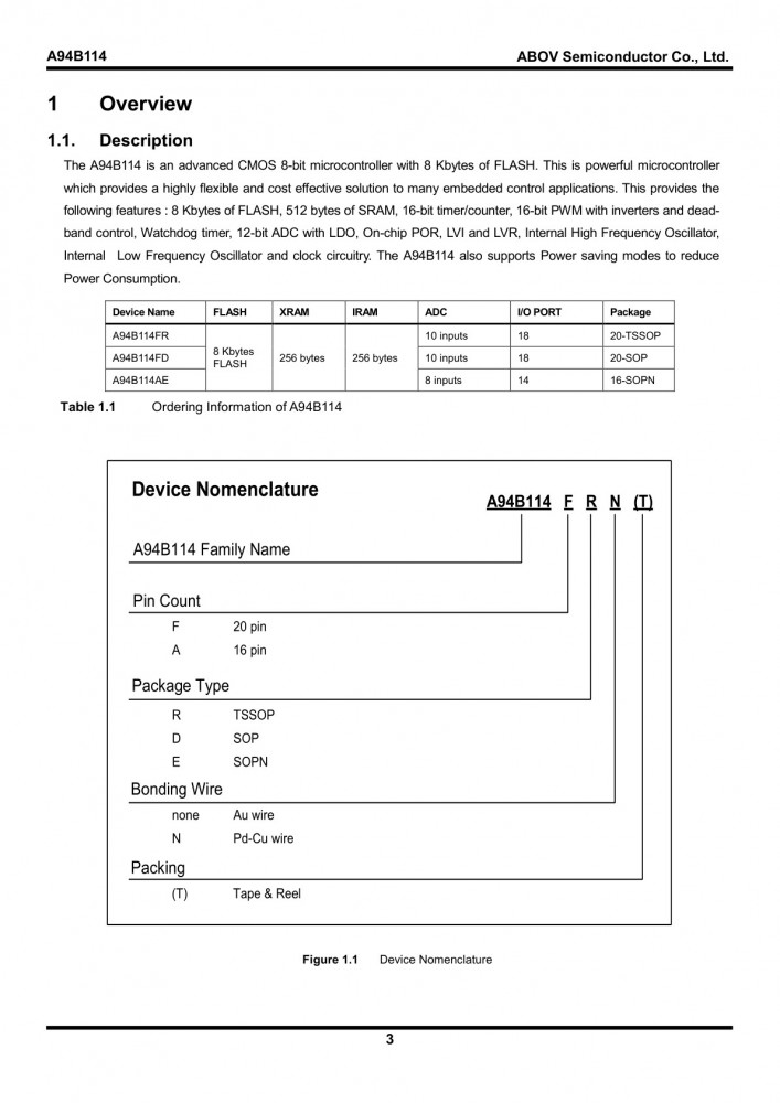A94B114AEN technical document page 3