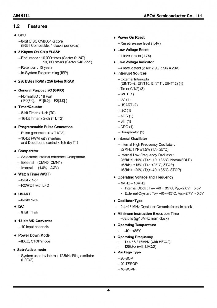 A94B114AEN technical document page 4