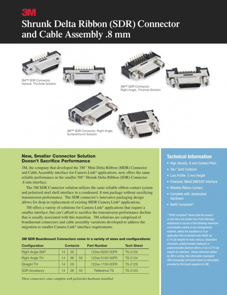 3M SDR connector technical document page 1
