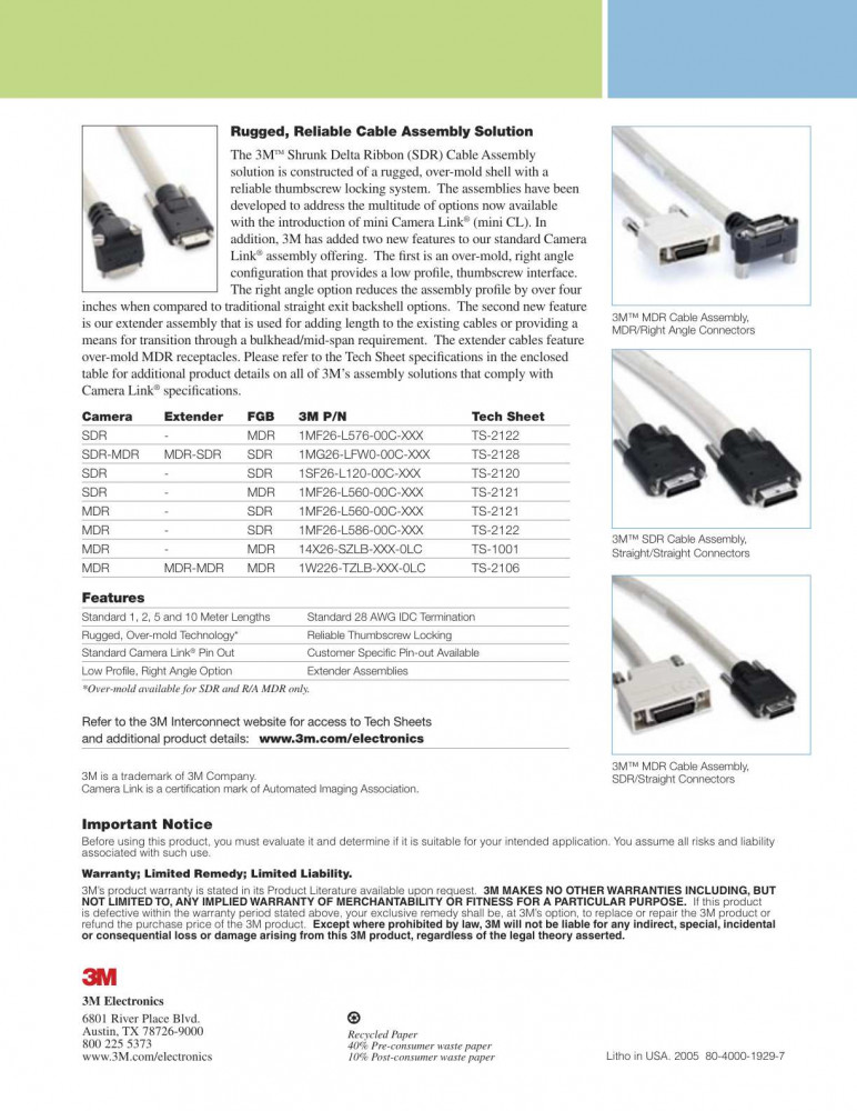 3M SDR connector technical document page 2