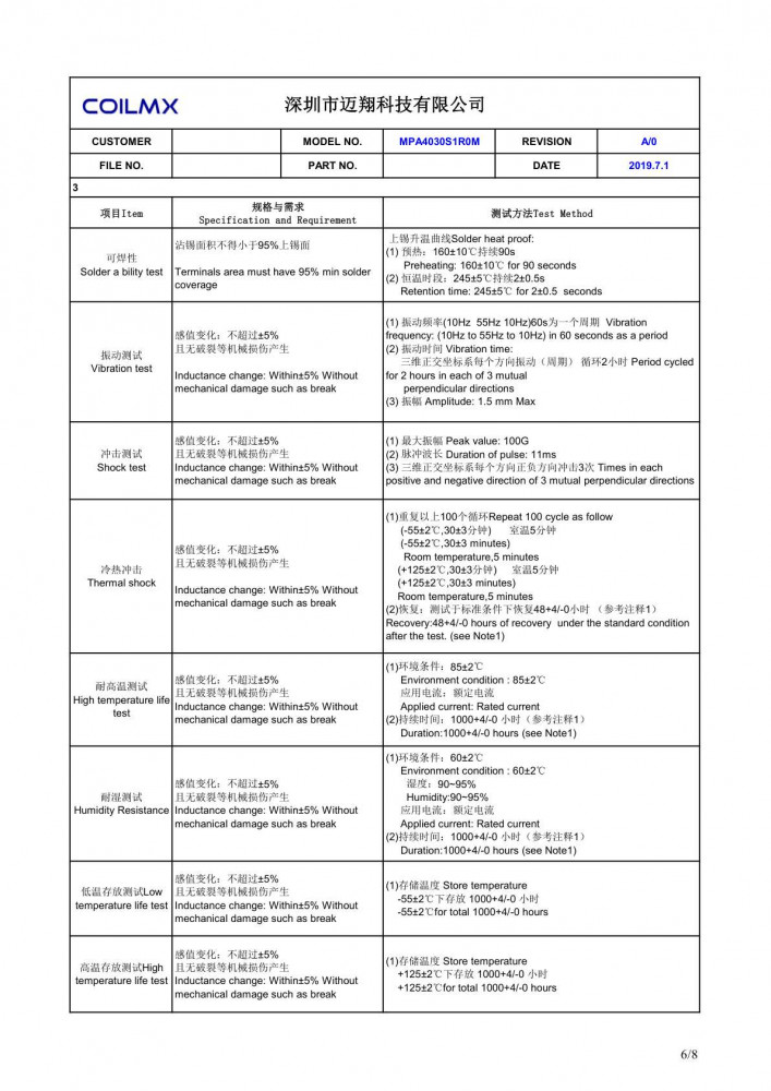 MPA4030S1R0M specification page 6
