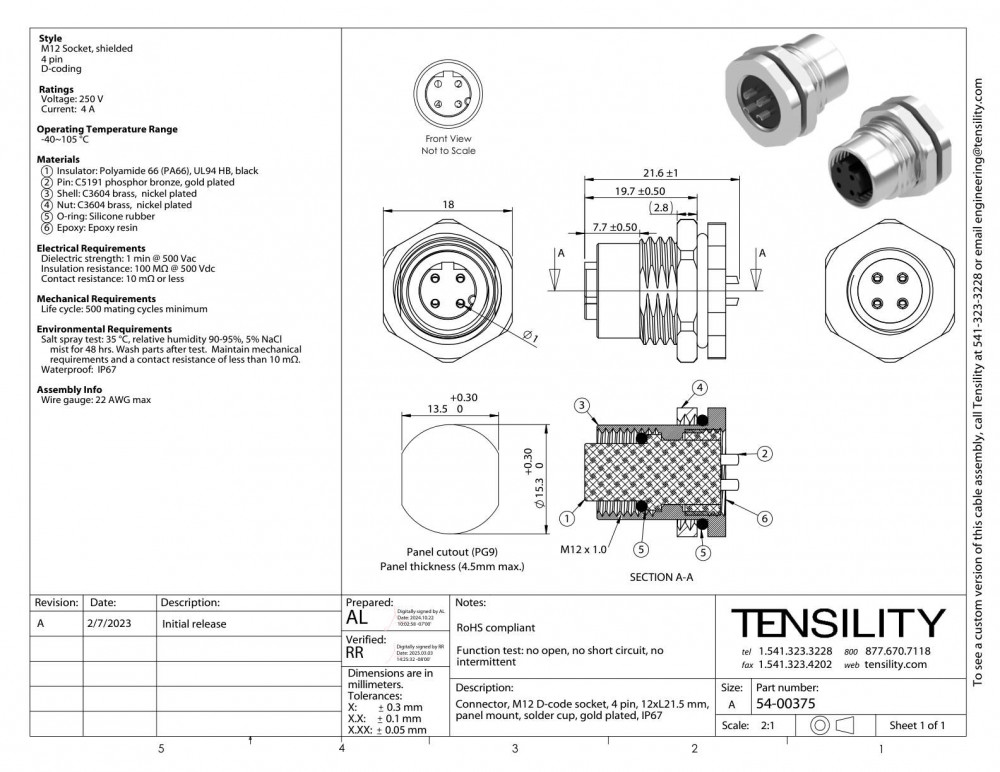Tensility International 54-00375 product drawing