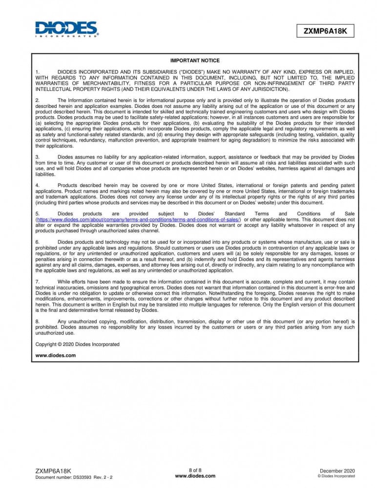 ZXMP6A18KTC datasheet page 8