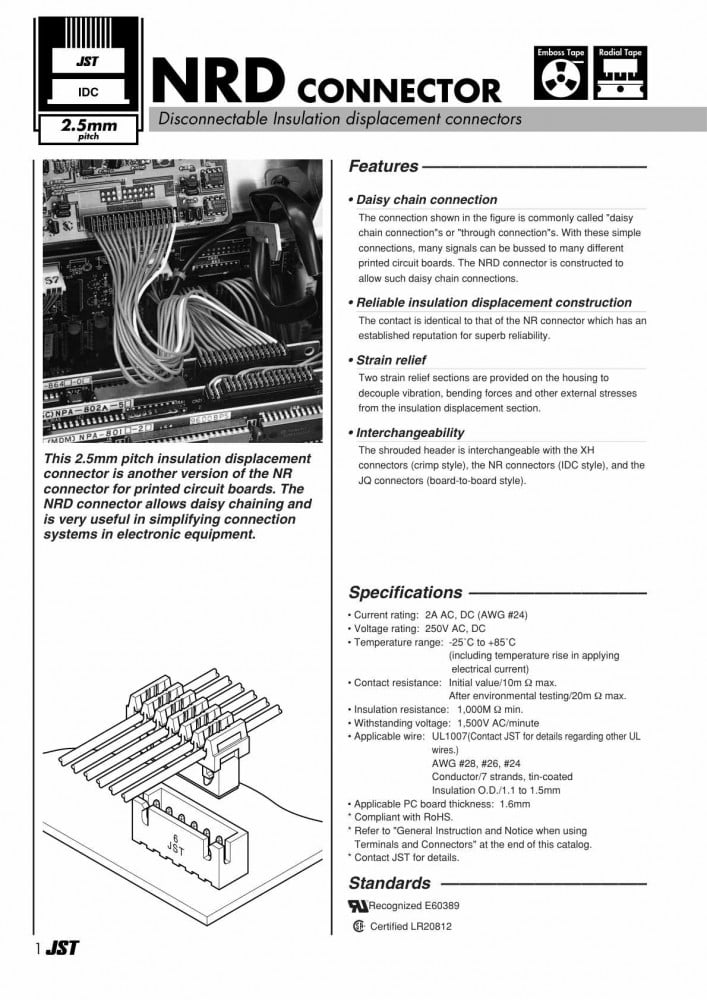 JST NRD connector catalog page 1