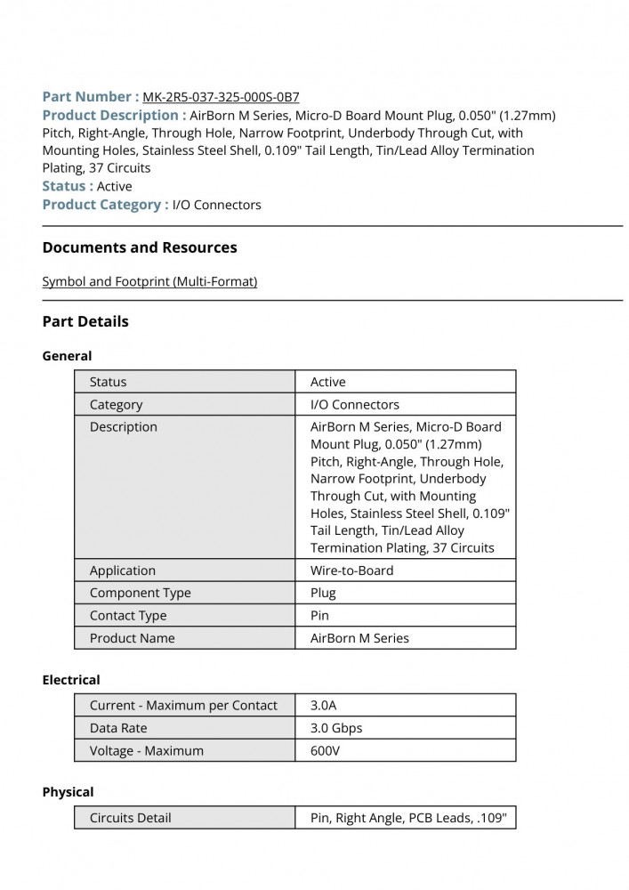 Technical document page 1 for MK-2R5-037-325-000S-0B7