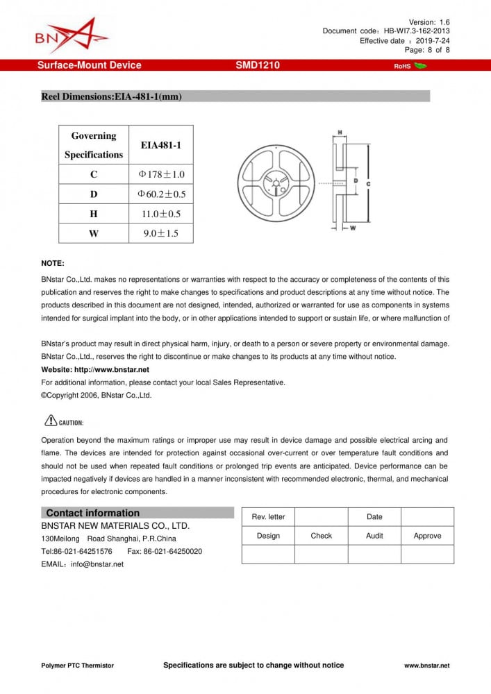 BNstar SMD1210 datasheet page 8
