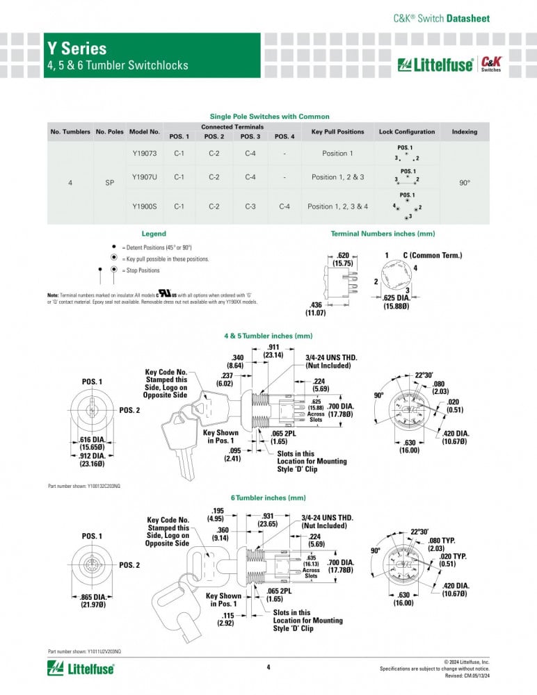 C&K Y Series switchlock document page 4