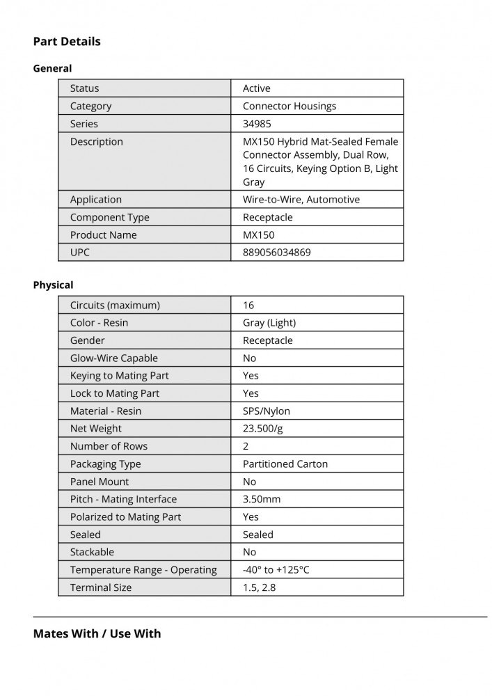 MOLEX 349851602 document preview, page 2