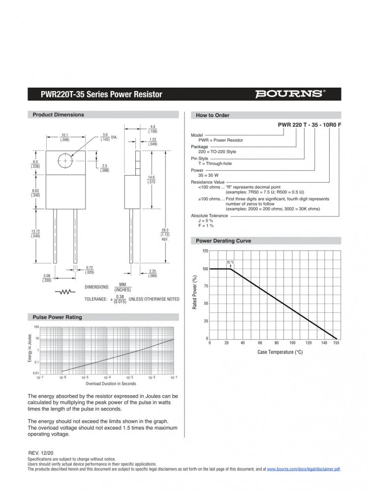 BOURNS PWR220T-35 series datasheet page 2
