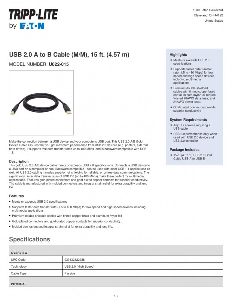 U022-015 technical document page 1