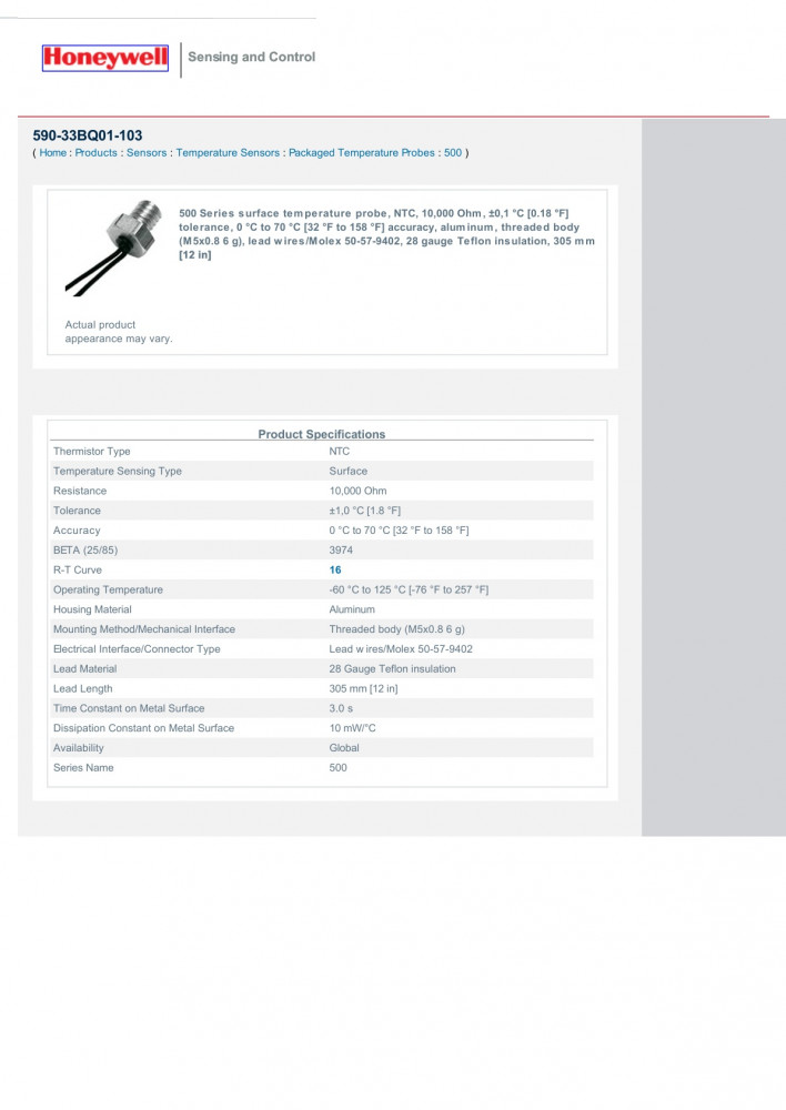 Honeywell 590-33BQ01-103 technical document