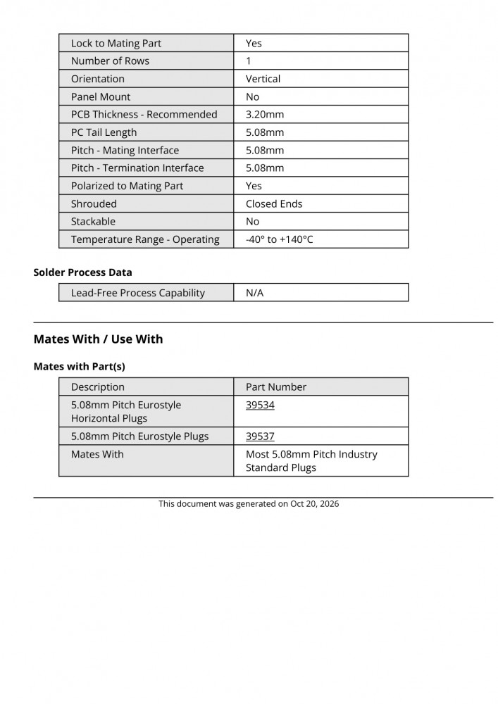 ESE Eurostyle terminal block product specification, page 3