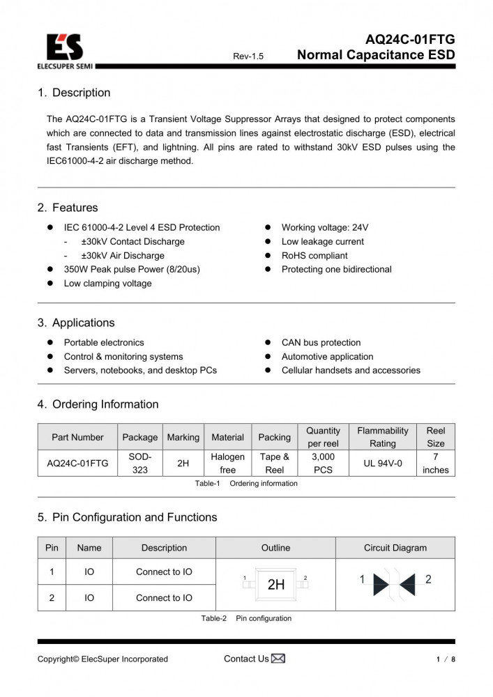 AQ24C-01FTG datasheet page 1