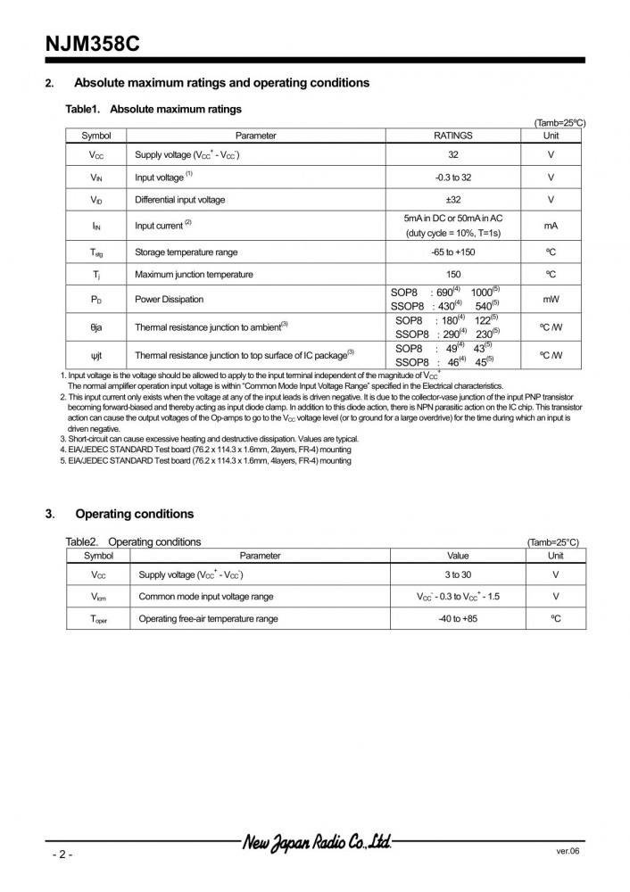 NJM358CG-TE2 datasheet page 2