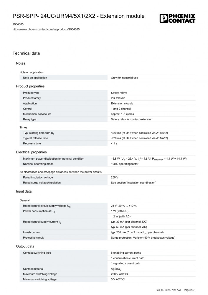 Phoenix Contact 2964005 technical document page 2