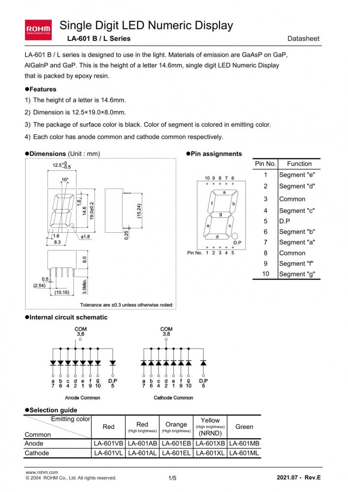 LA-601BB technical document page 1