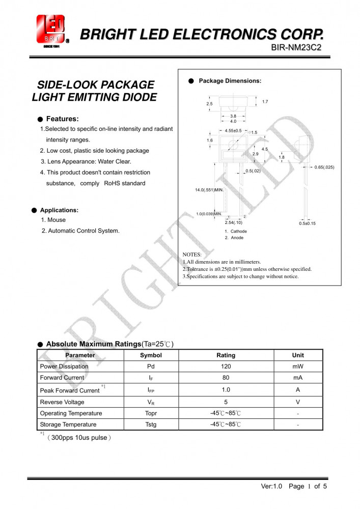 BIR-NM23C2 datasheet page 1