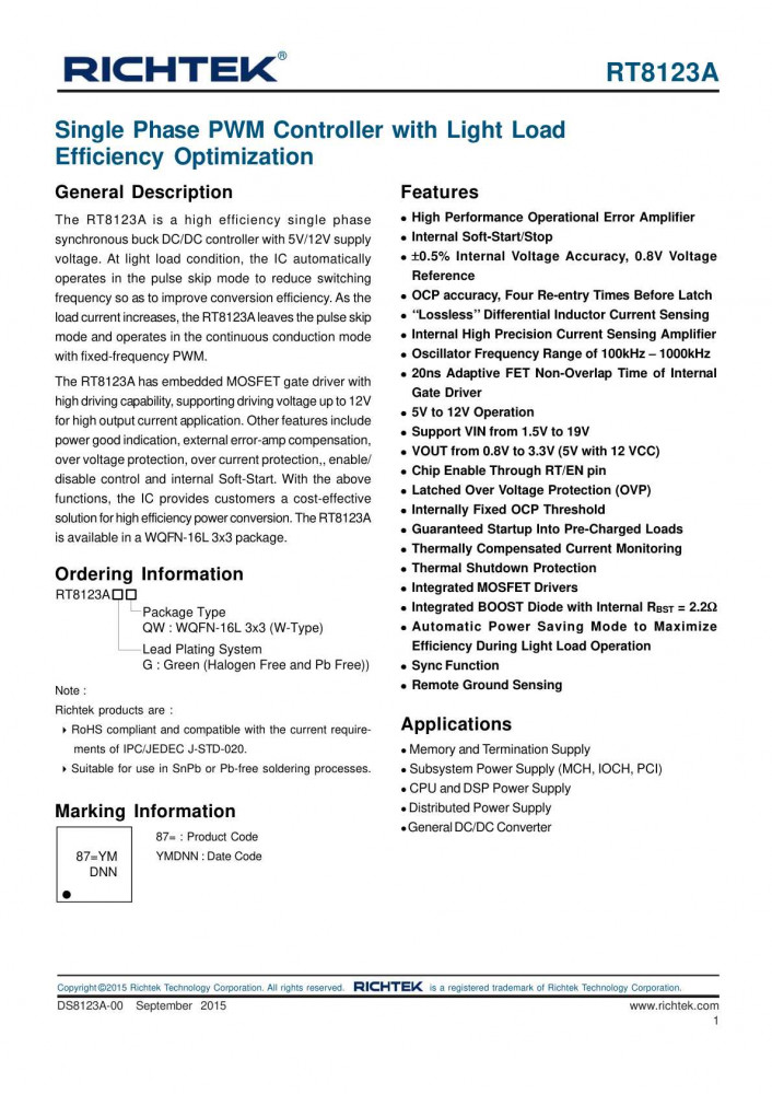 RT8123A datasheet page 1