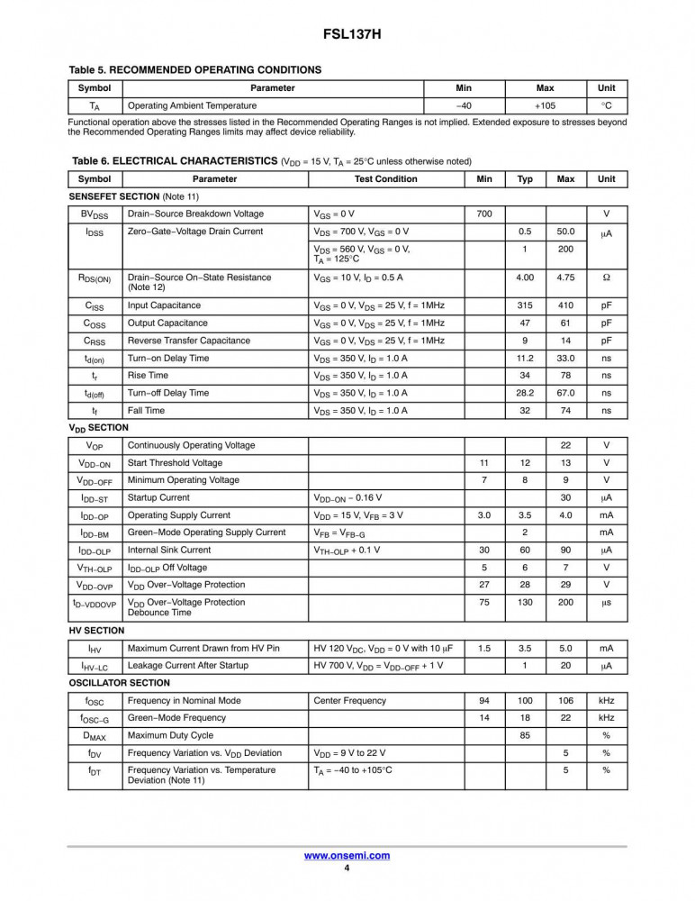 FSL137H datasheet page 4