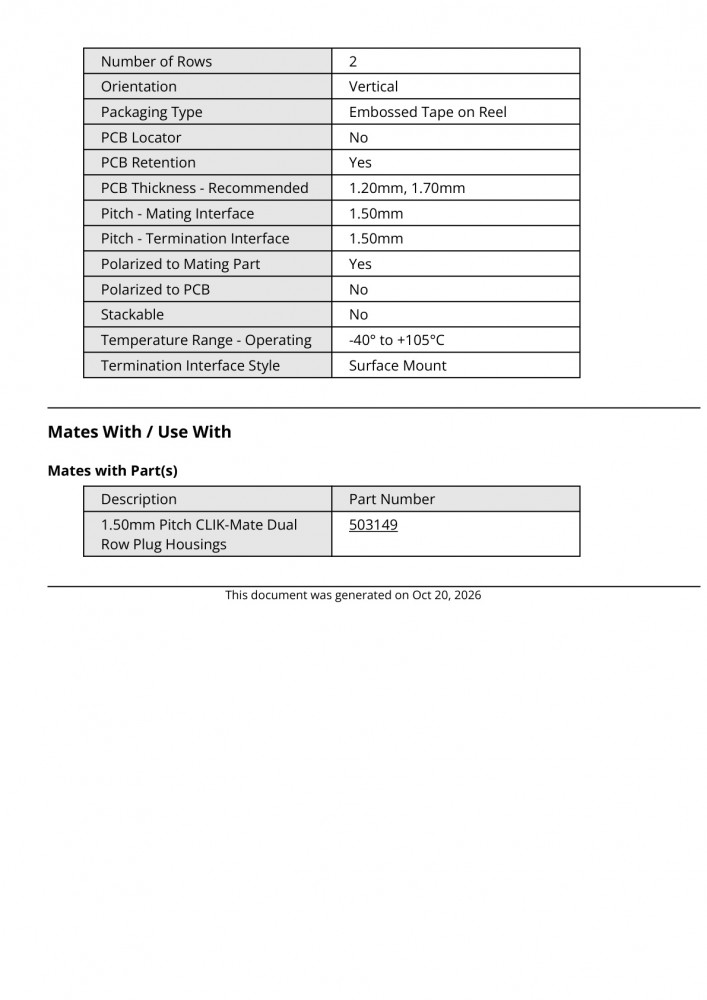 Technical document image 3 for MOLEX 5031541491