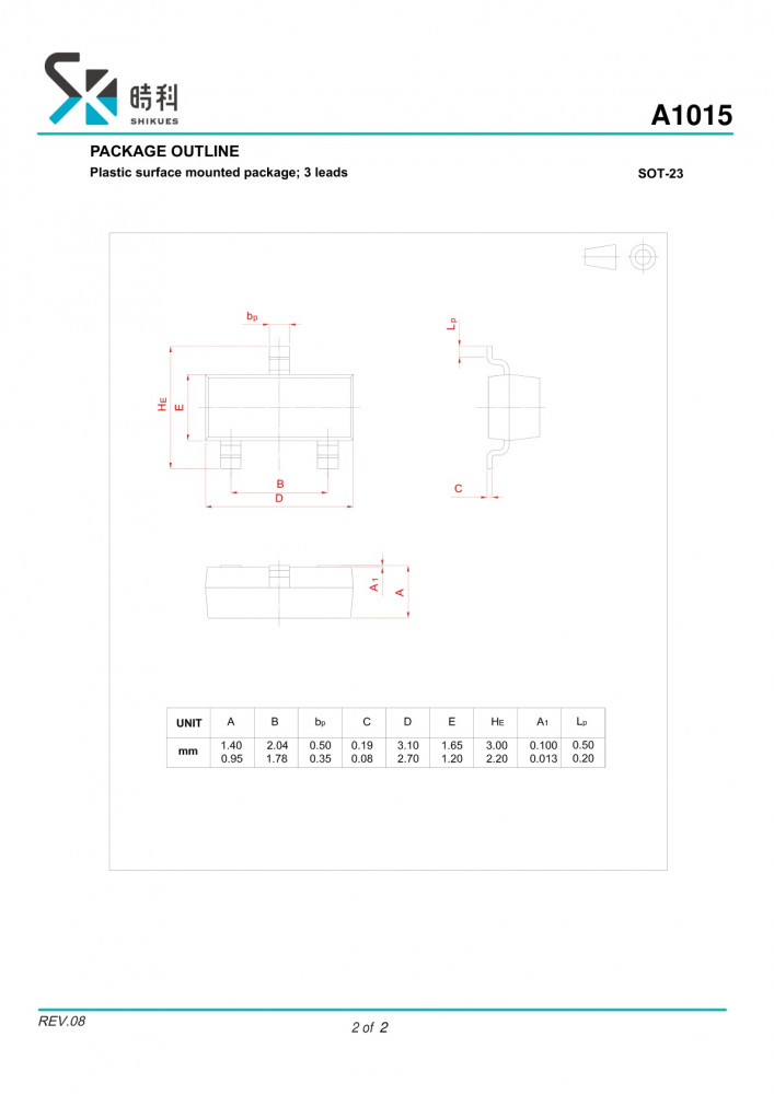 A1015 datasheet page two