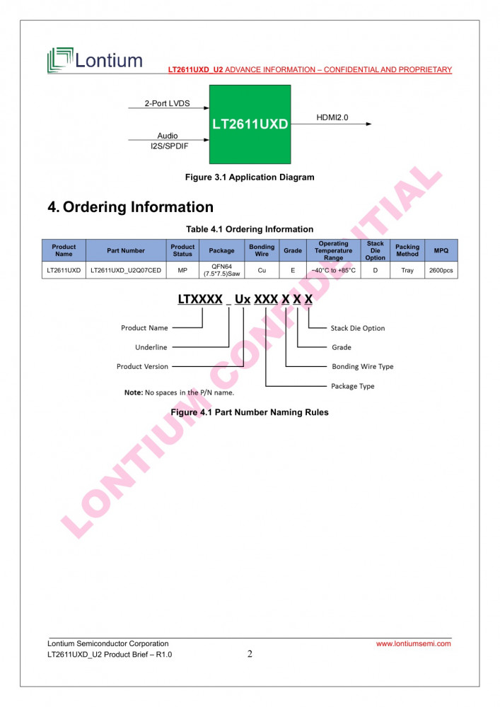 LT2611UXD technical document page 2