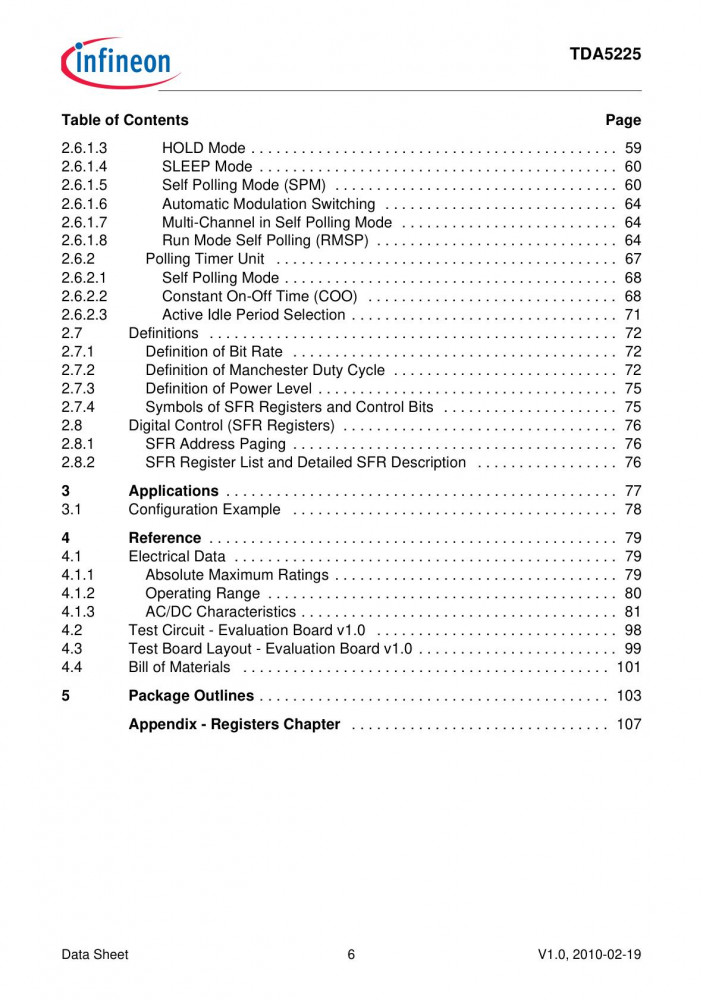 TDA5225 technical document page 6