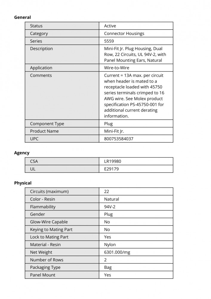 Mini-Fit Plus HCS technical document page 2