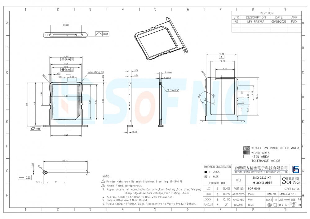 SOFNG SMO-1517-T() technical document page