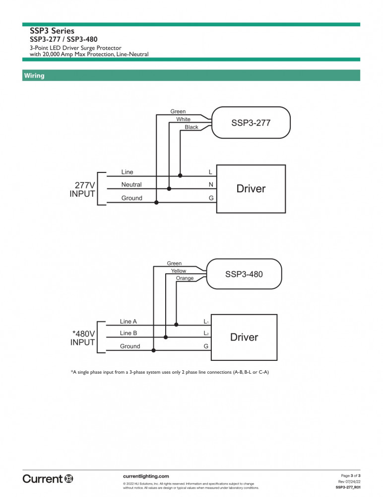 SSP3 surge protector technical documentation, page 3