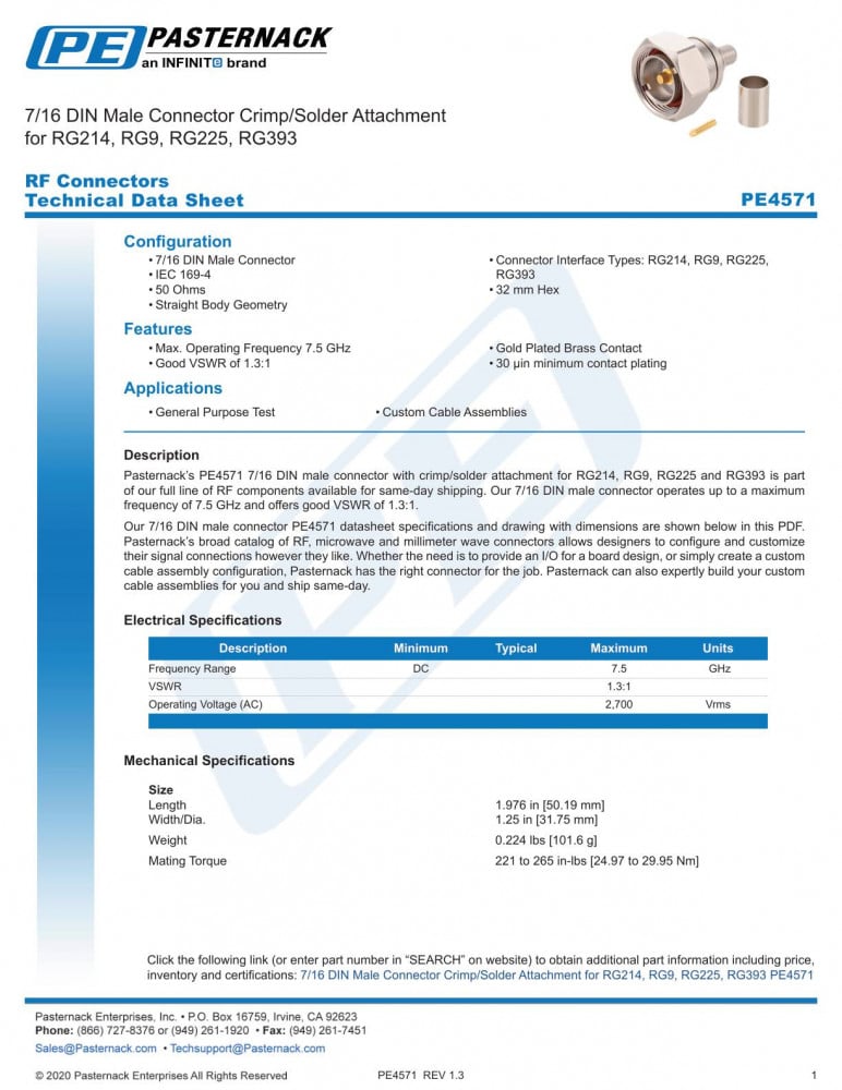PASTERNACK PE4571 datasheet page 1