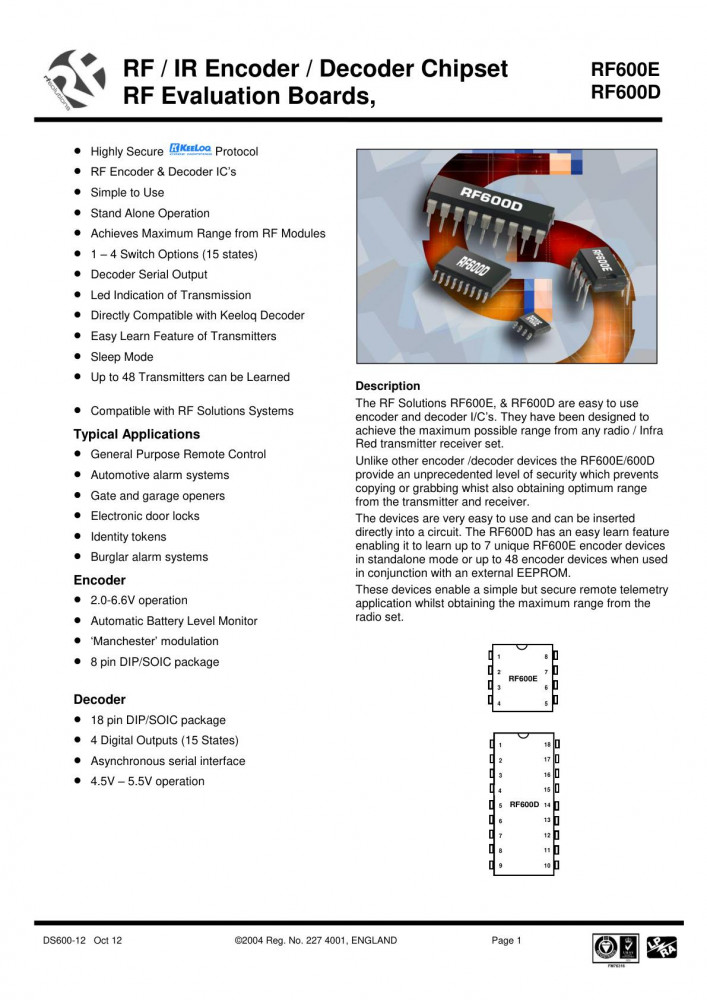 RF600E-SO technical document page 1