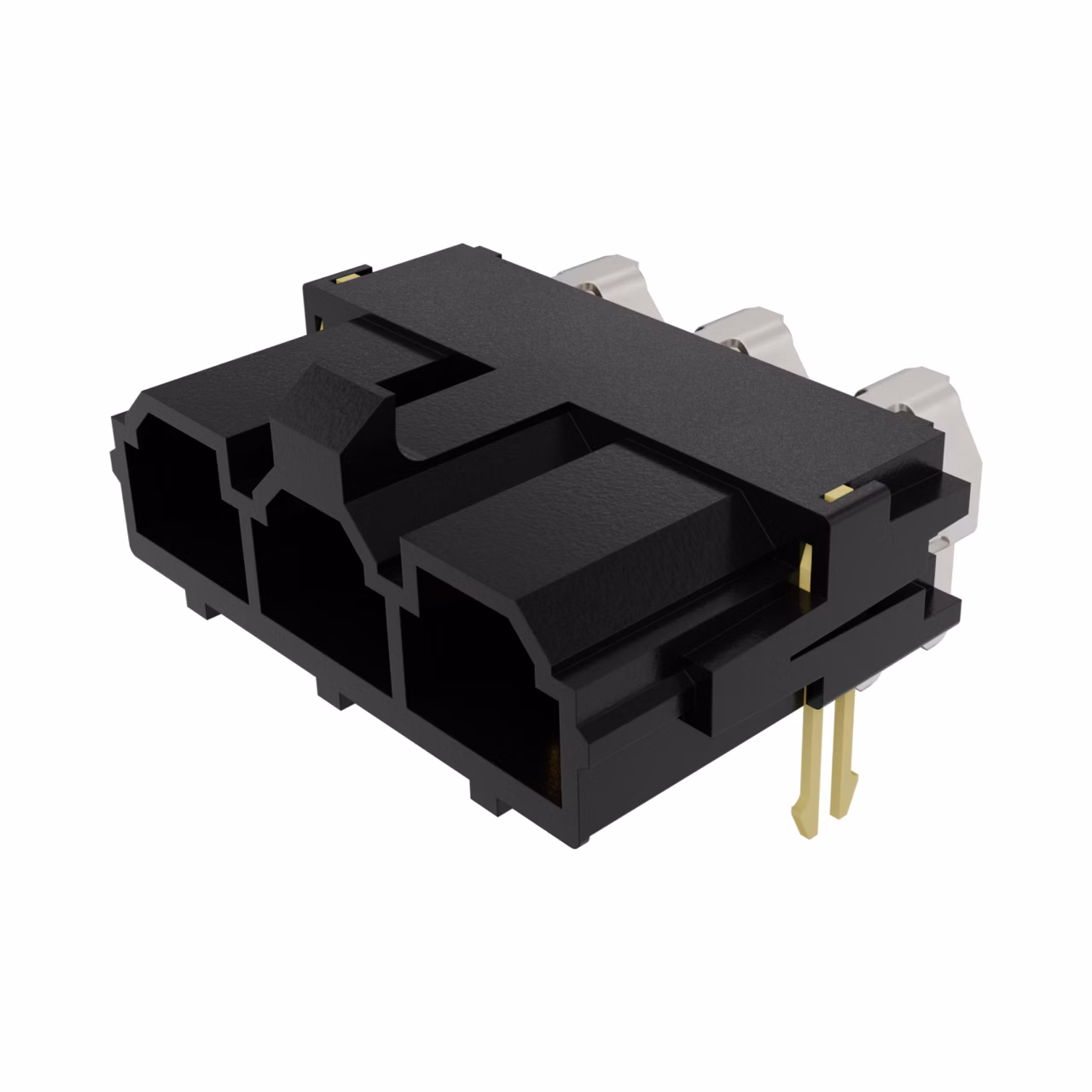Mini-Fit Sr. Right-Angle Header, 10.00mm Pitch, Single Row, 3 Circuits, 5.10mm Tail Length, for 3.18mm PCB, 0.76µm Gold (Au) Plating, with Clip for sale