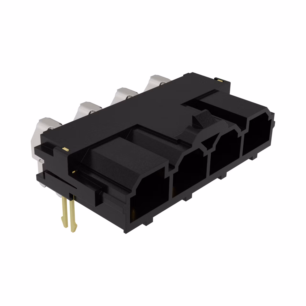 Mini-Fit Sr. Right-Angle Header, 10.00mm Pitch, Single Row, 4 Circuits, 5.10mm Tail Length, for 3.18mm PCB, 0.76µm Gold (Au) Plating, with Clip for sale