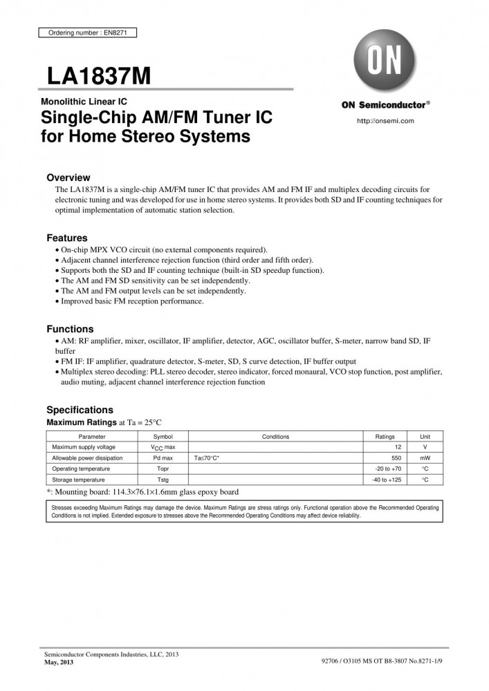 LA1837M datasheet page 1