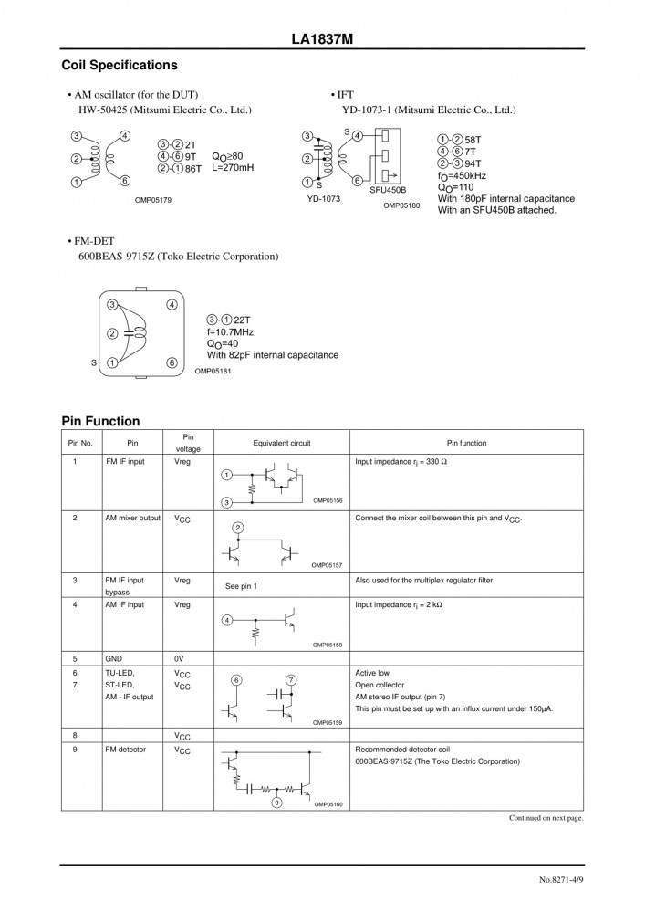 LA1837M datasheet page 4