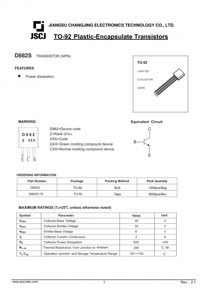 D882S datasheet page 1